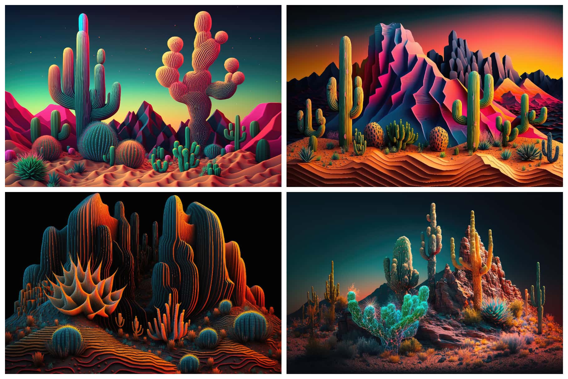 Neon Mirage: 28 Mesmerizing Desert Illustrations in 6K | HipFonts