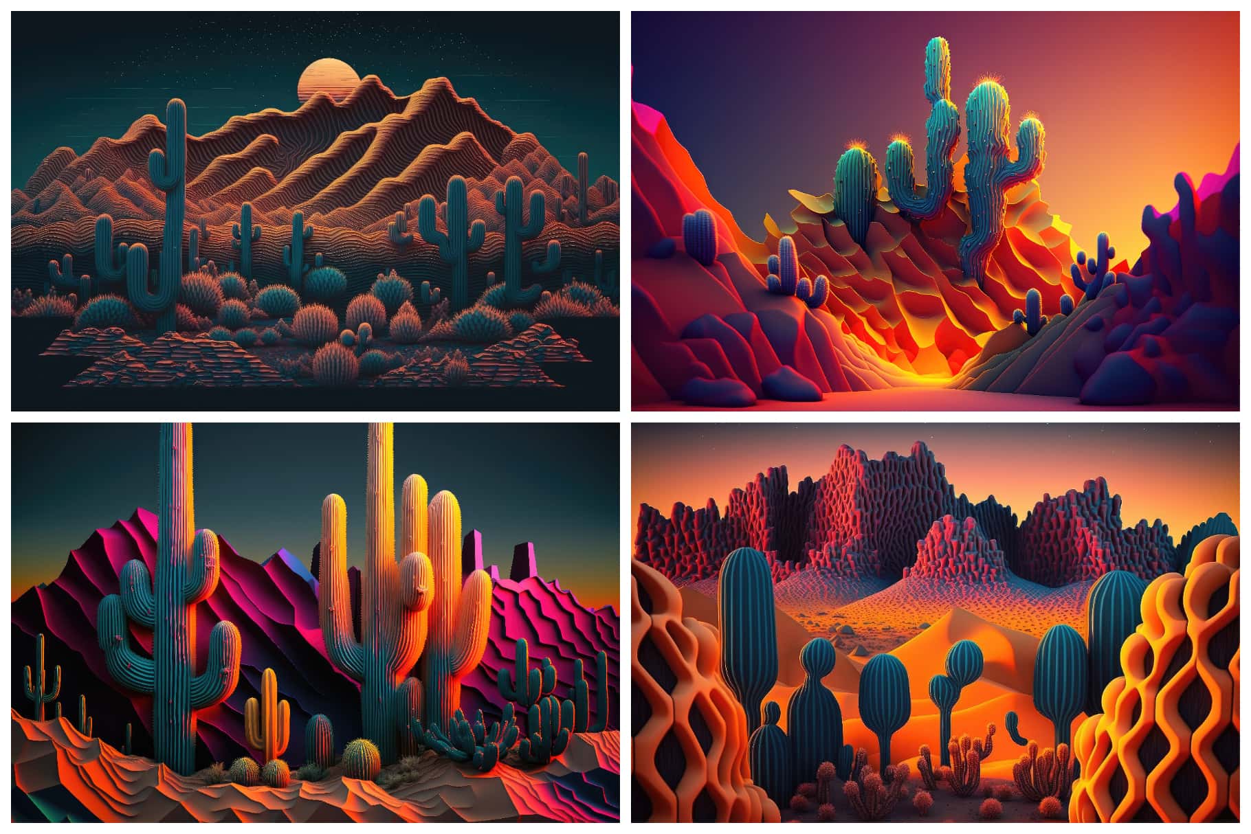 Neon Mirage: 28 Mesmerizing Desert Illustrations in 6K | HipFonts