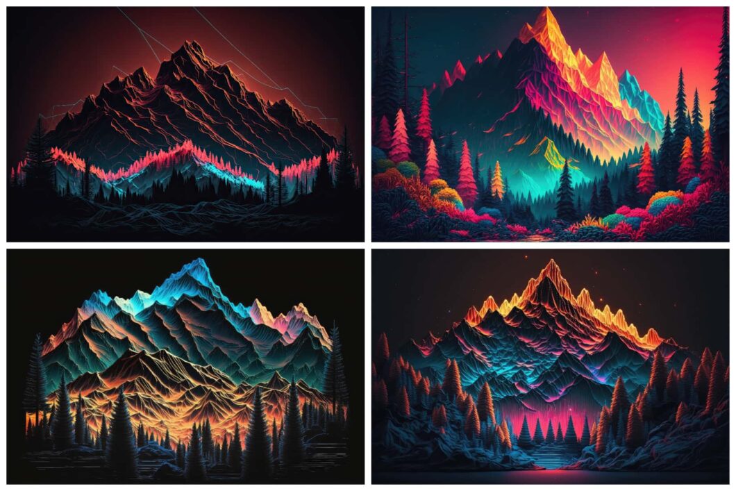 Radiant Ridges: 28 Mesmerizing Neon Mountain Wallpapers in 6K | HipFonts