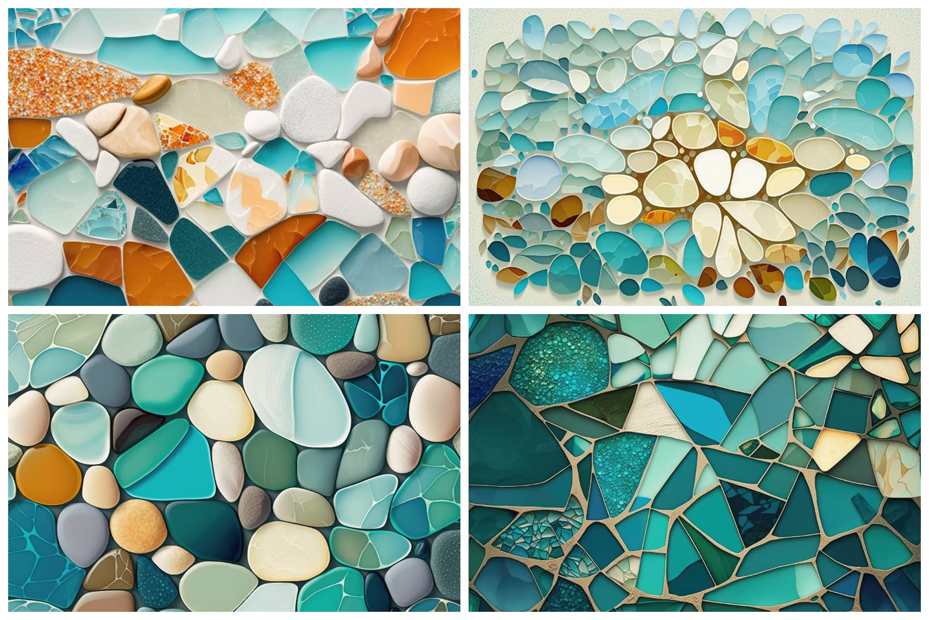 Seaside Treasures: 16 Beach Glass Mosaic Backgrounds in 6K | HipFonts