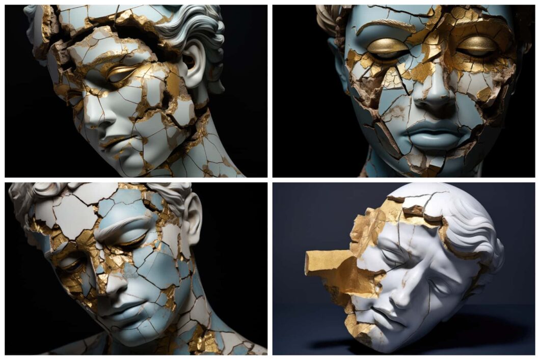 28 Broken Face Sculptures Reflecting Resilience | HipFonts