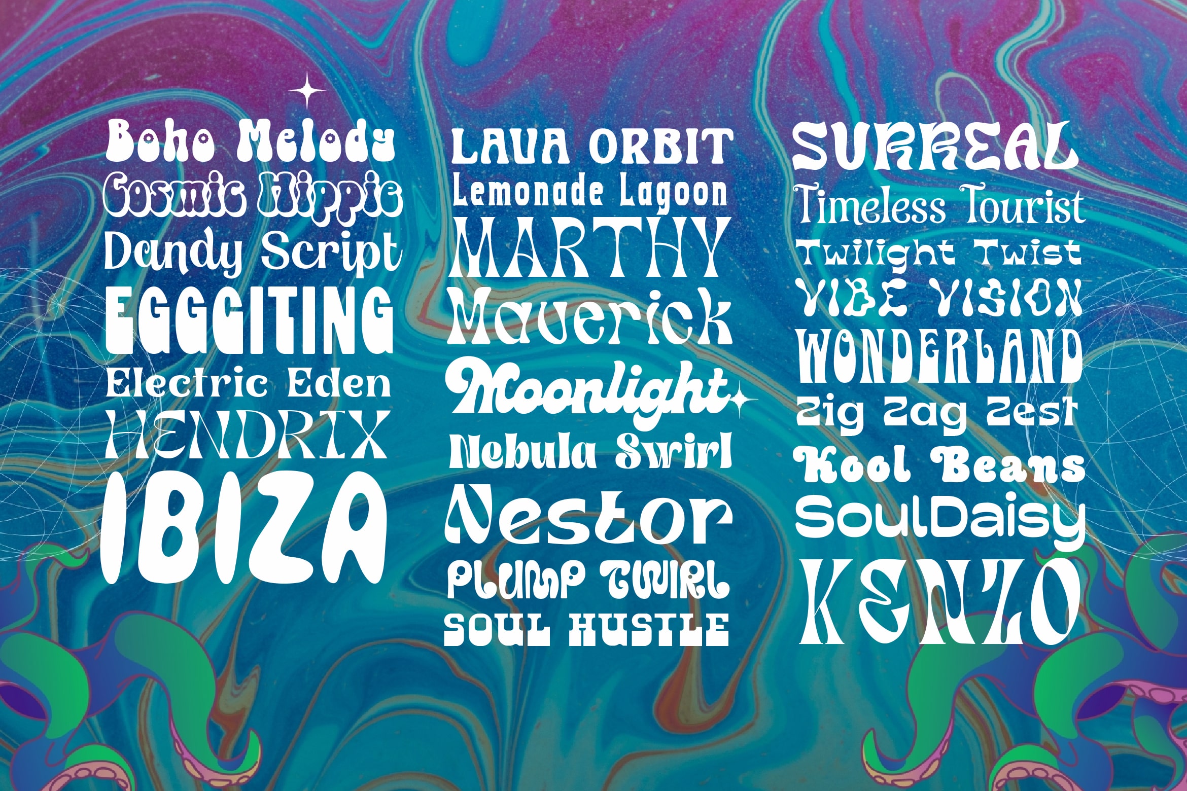 Psychedelic Font Bundle (25 Fonts!) | HipFonts